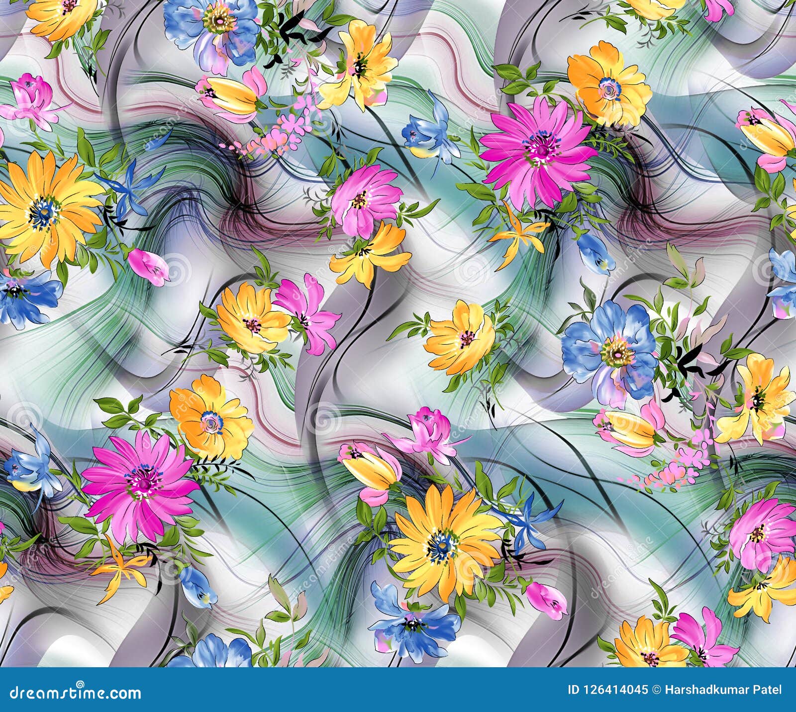 Abstract Colorful Pattern Marble Effect Flower Pattern Stock ...