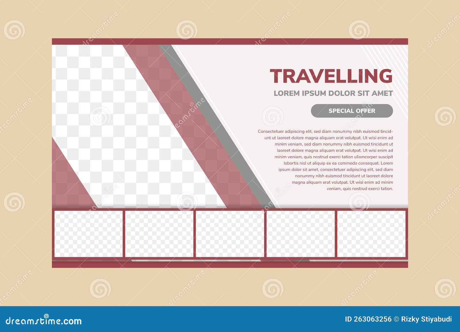 Horizontal Flyer Design Template for Travelling. Diagonal and Rectangle ...