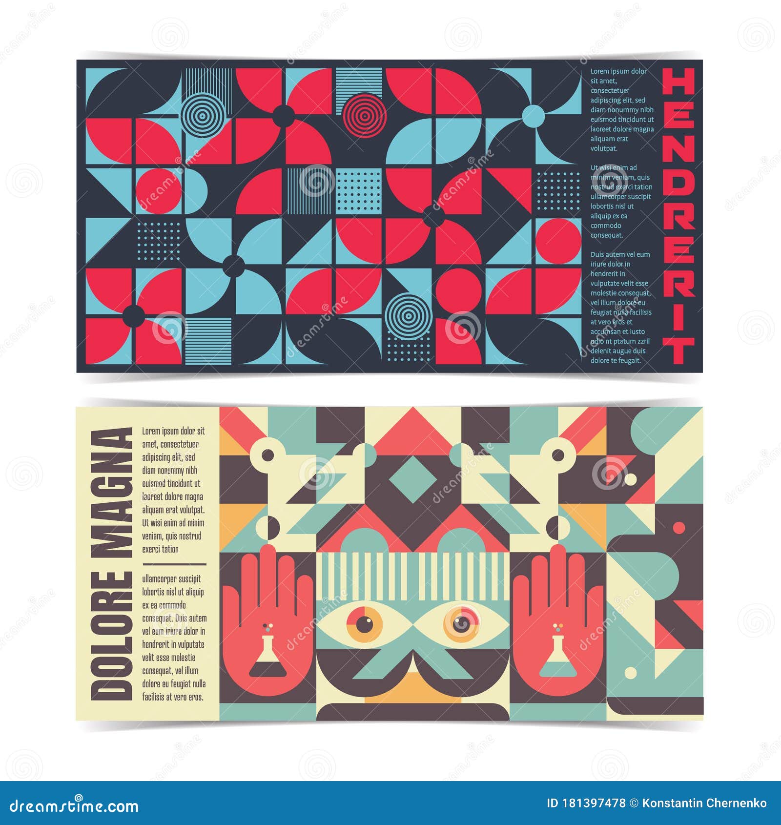 Horizontal Flyer Template with Abstract Geometric Shape Compositions ...