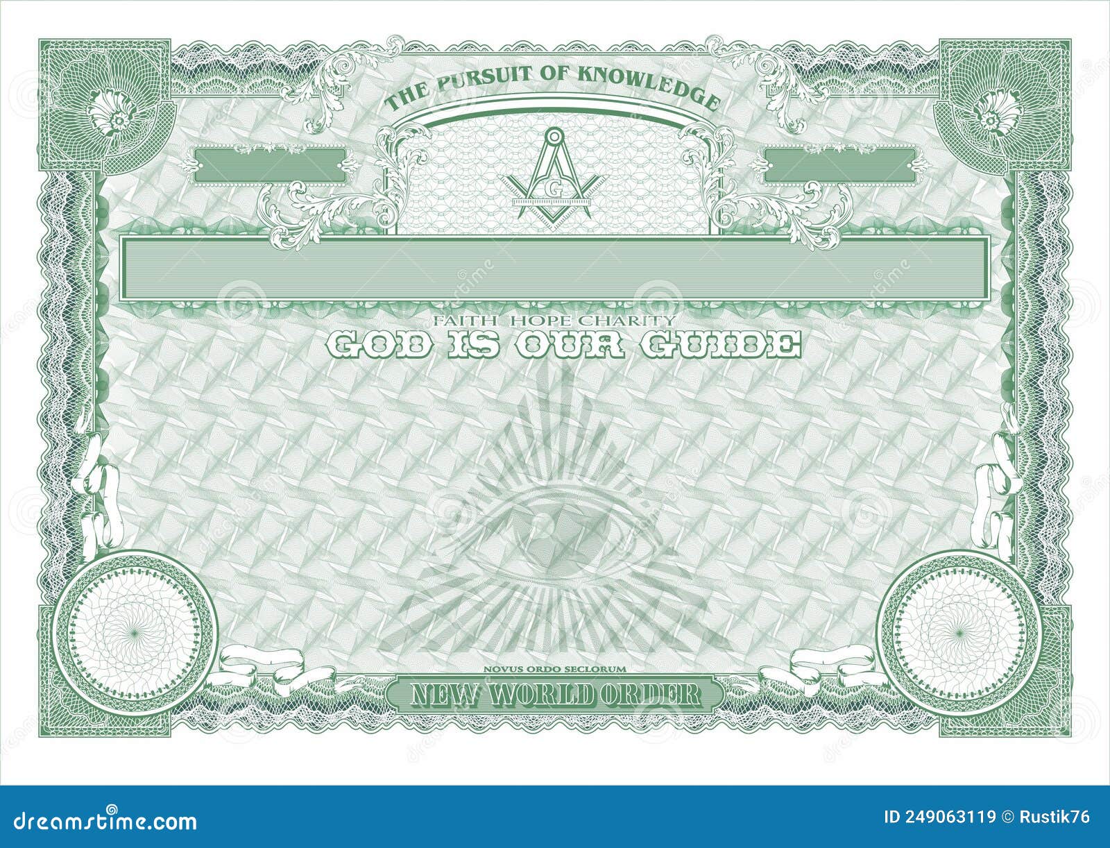 Horizontal Form for Creating a Masonic Certificate Green Stock ...