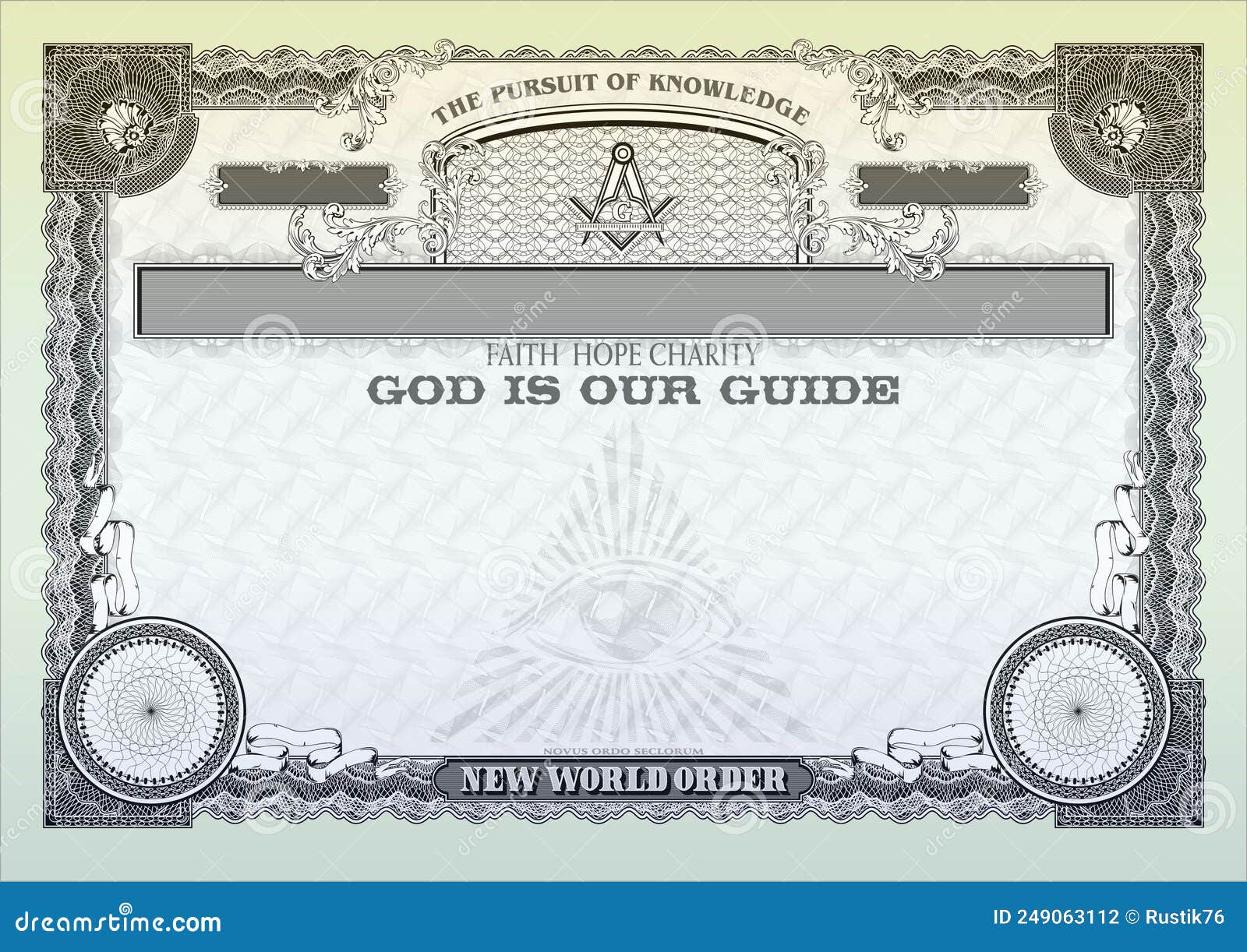 Horizontal Form for Creating a Masonic Certificate Multicolor Stock ...