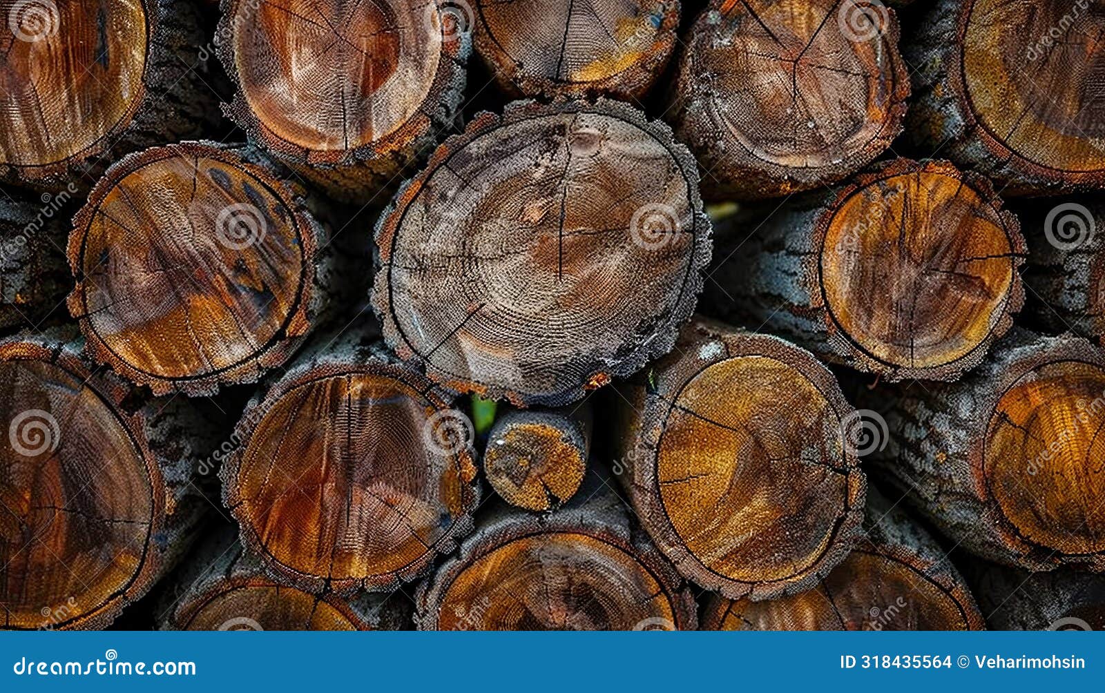 Horizontal Format Photo. Close Up View of the Front of Many Logs Stock ...