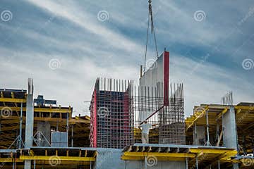Horizontal Formwork and Crane at the Construction of Editorial Photo ...