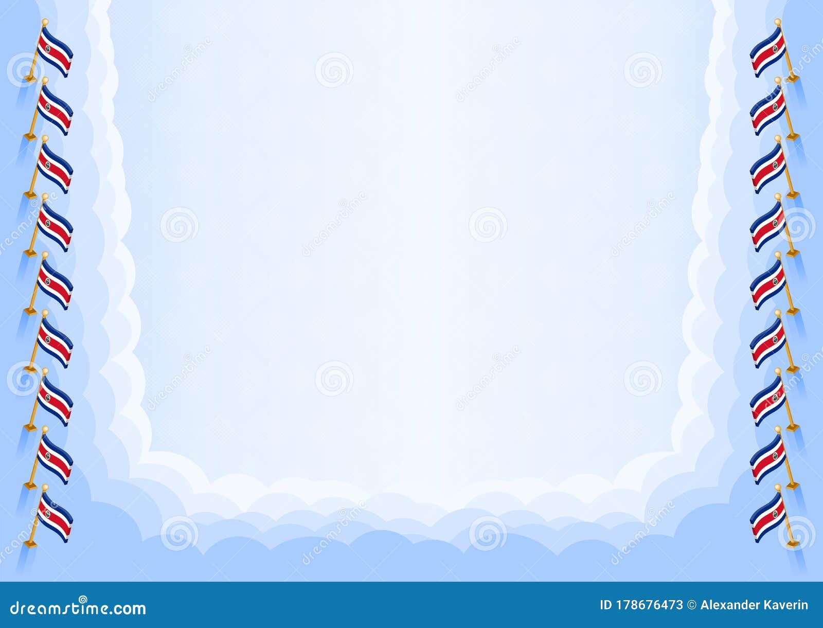 Horizontal Frame and Border with Costa Rica Flag Stock Vector ...