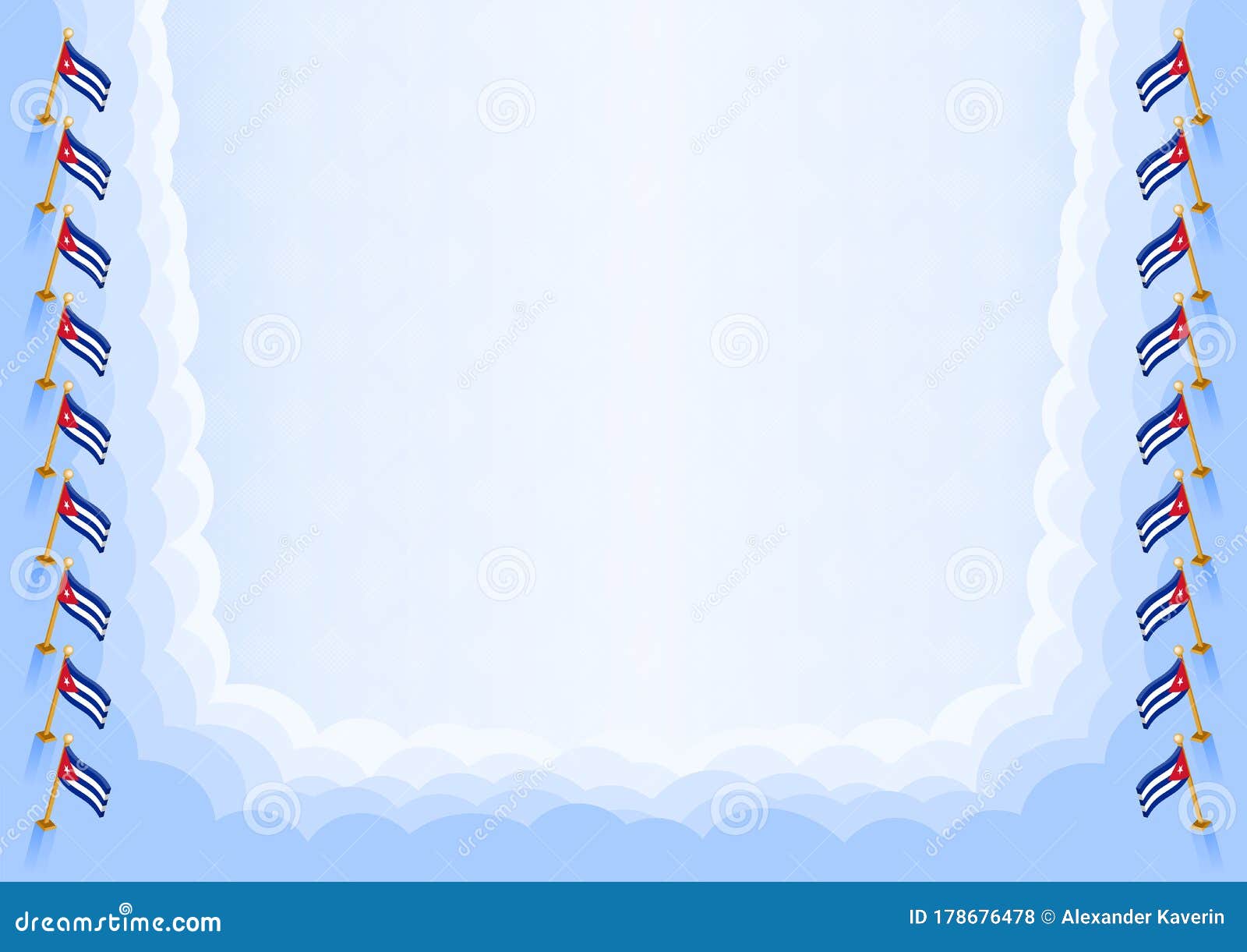Horizontal Frame and Border with Cuba Flag Stock Vector - Illustration ...