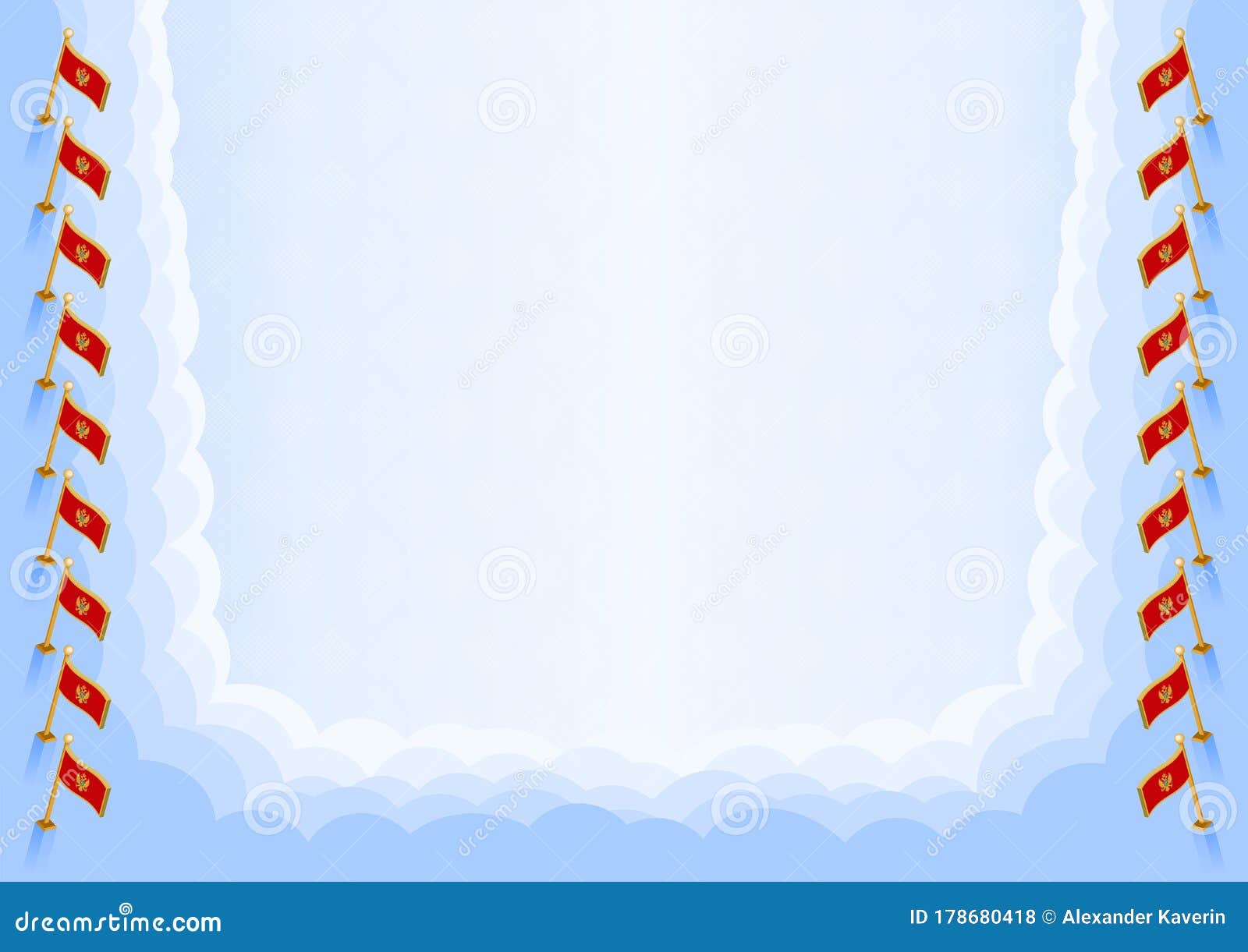 Horizontal Frame and Border with Montenegro Flag Stock Vector ...