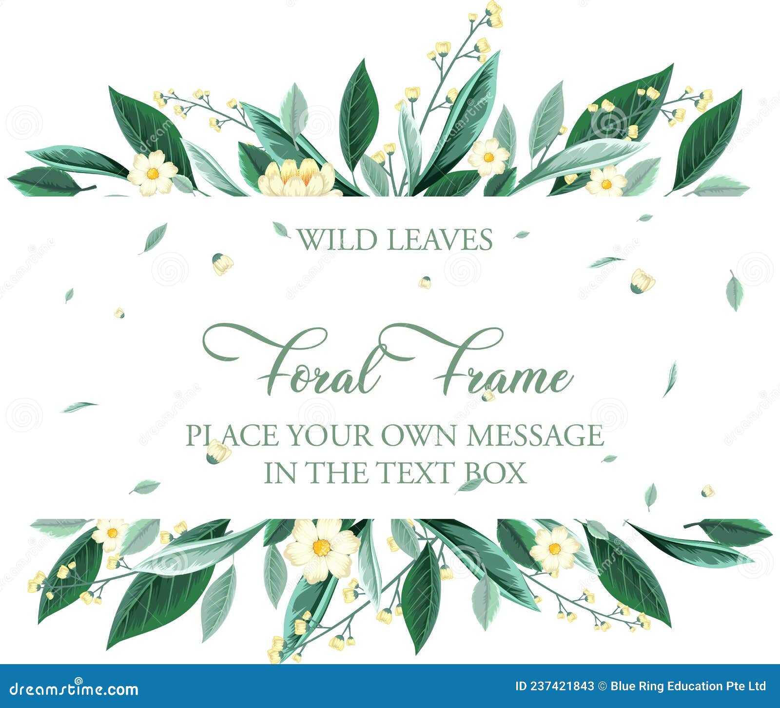 A Horizontal Frame with Flowers and Foliage Template Stock Vector ...