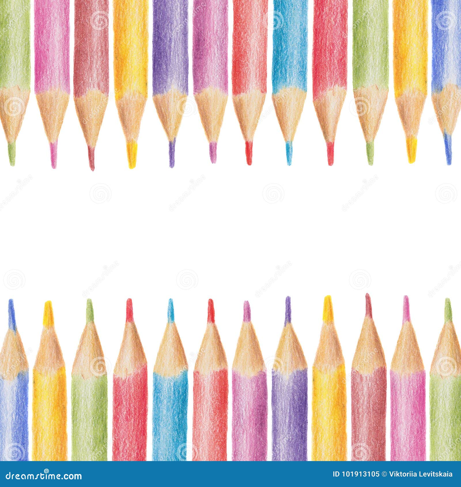 Horizontal Frame Made by Colored Pencils, Crayons Stock Image - Image ...