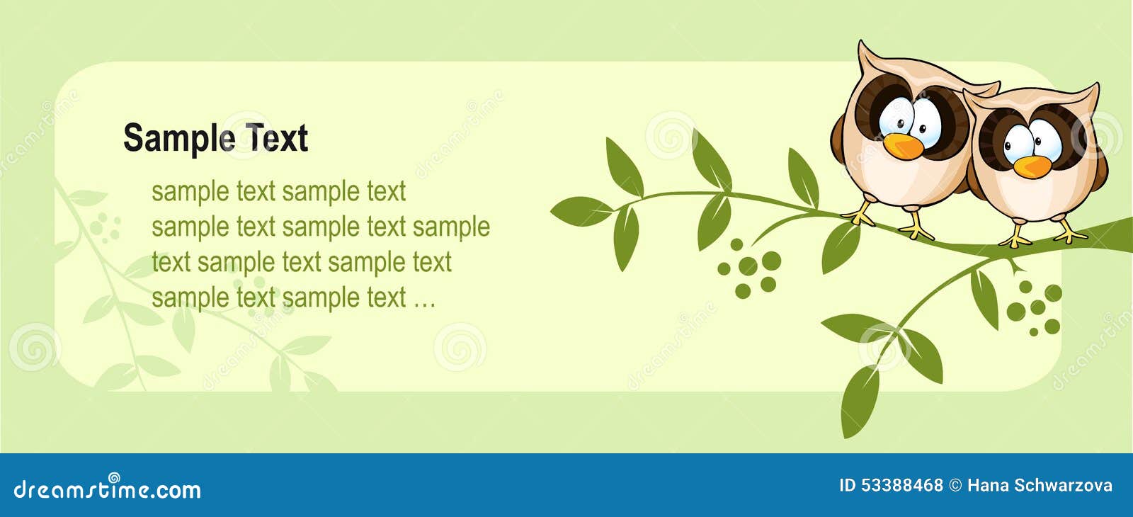 Horizontal Frame with Two Cute Owl Stock Vector - Illustration of ...