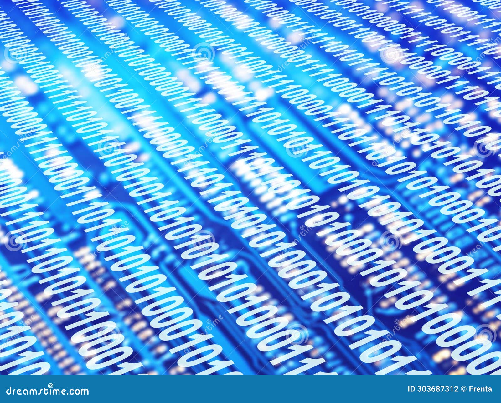 Horizontal Futuristic Background with Binary Code and Abstract Circuit ...