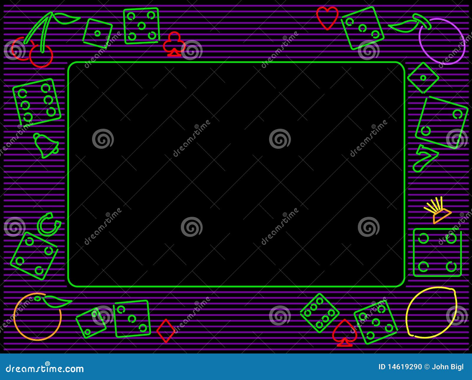 Horizontal gambling frame stock vector. Illustration of neon - 14619290