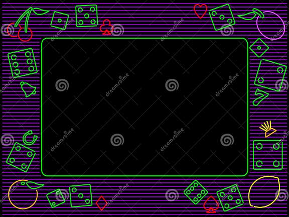 Horizontal gambling frame stock vector. Illustration of neon - 14619290