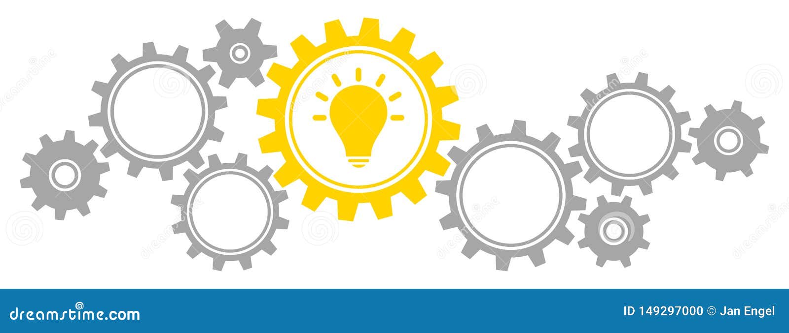 Horizontal Gears Border Graphics Idea Gray and Yellow Stock Vector ...