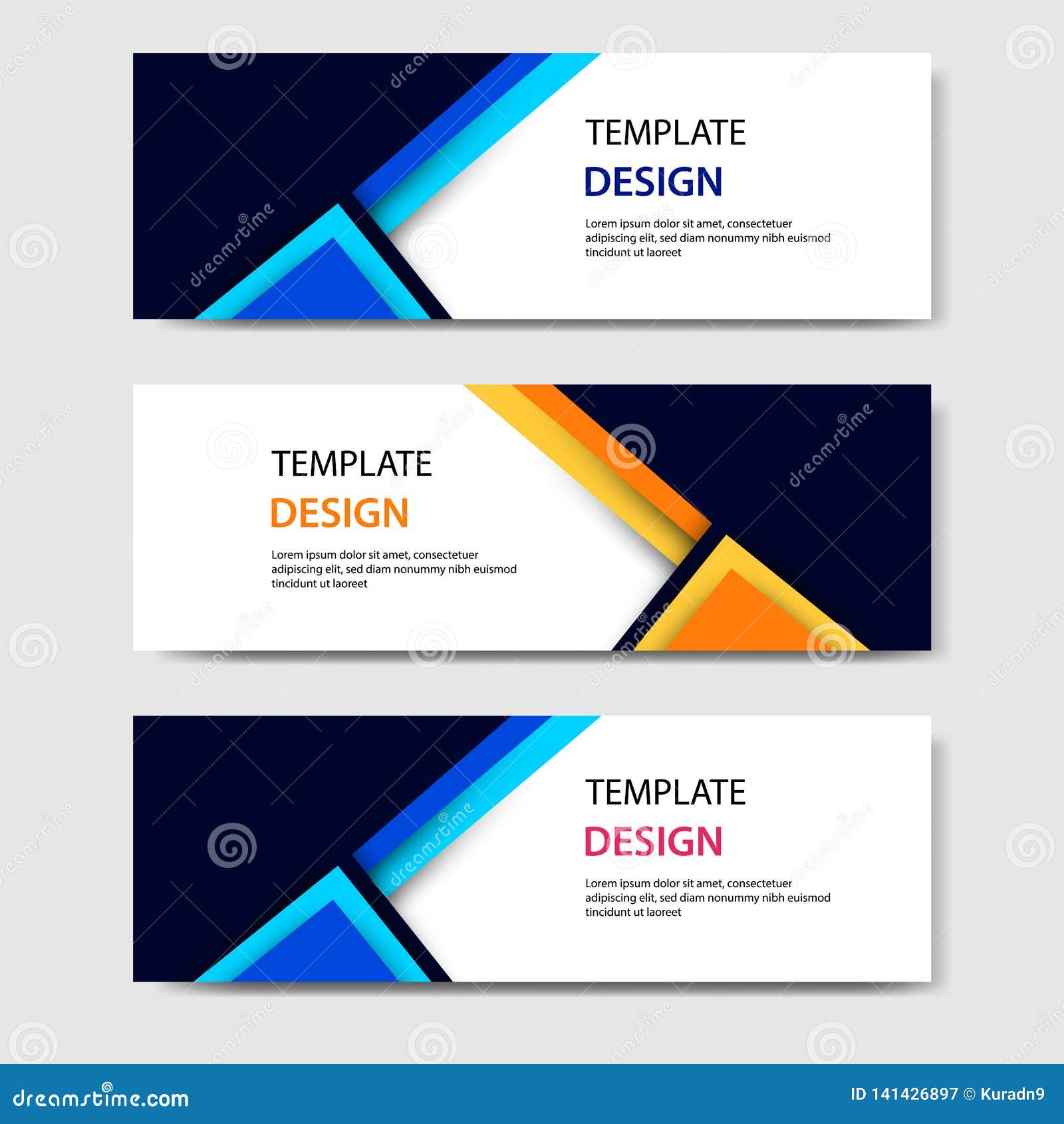 Horizontal Geometric Shape Banner Template Abstract Paper Cut Style ...