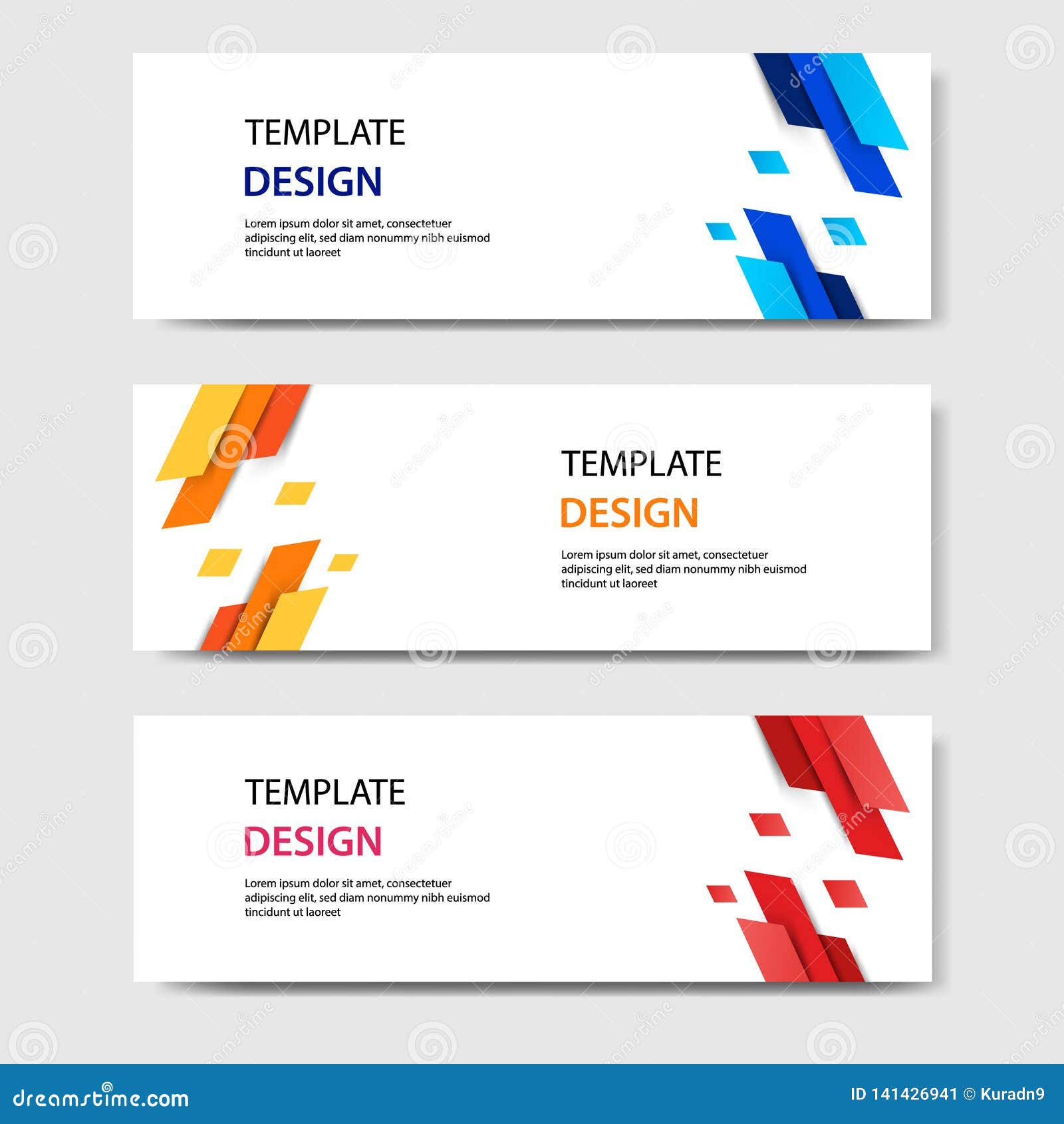 Horizontal Geometric Shape Banner Template Abstract Paper Cut Style ...