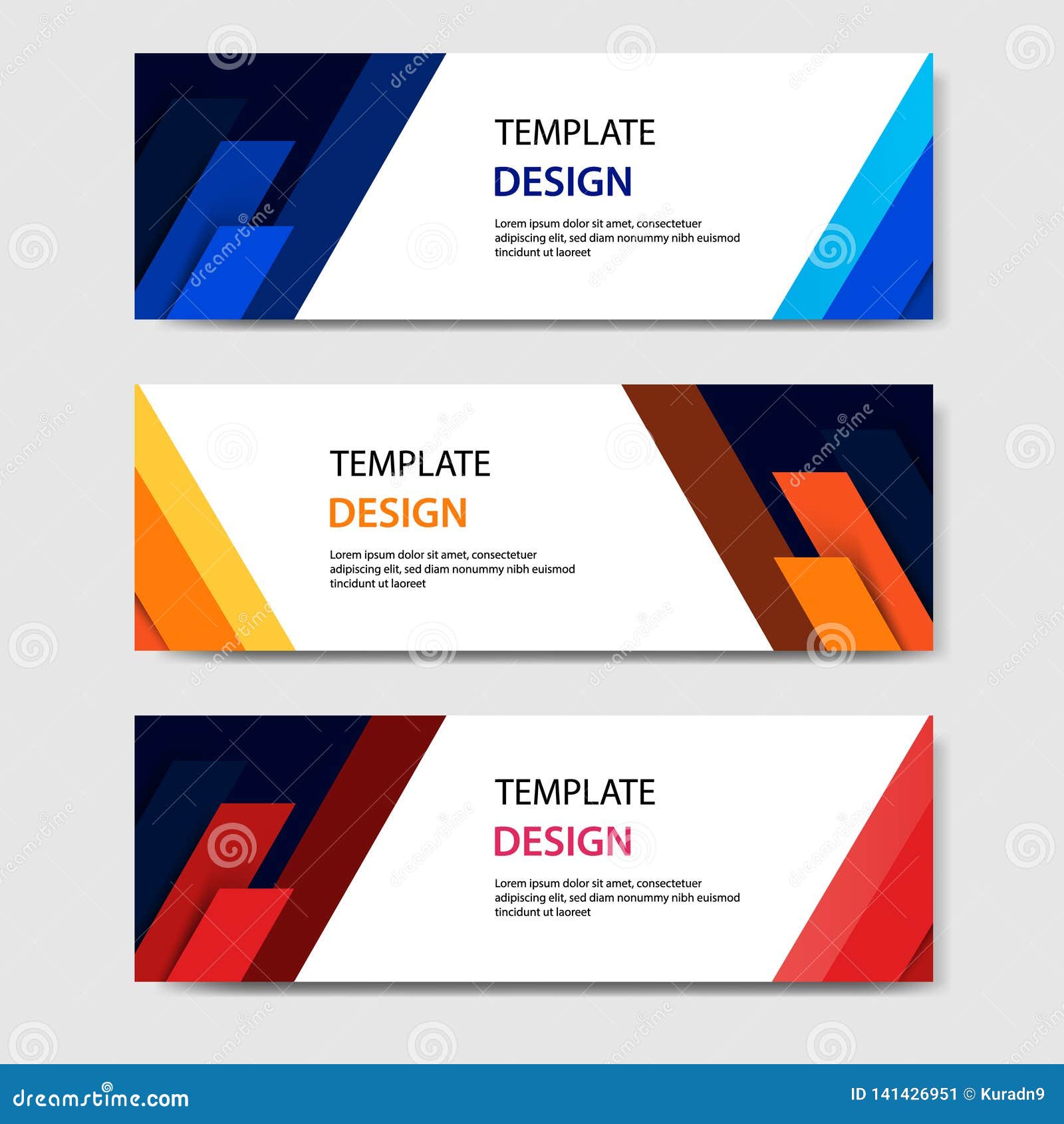 Horizontal Geometric Shape Banner Template Abstract Paper Cut Style ...