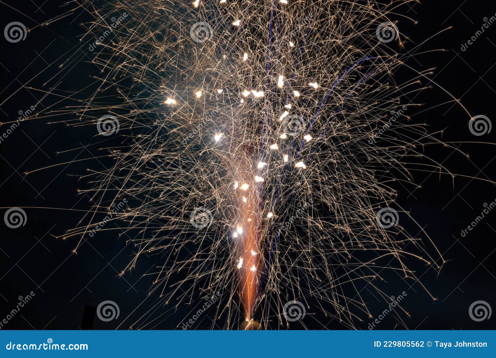 Horizontal of Ground Firework Shooting Bright Sparks Stock Photo ...