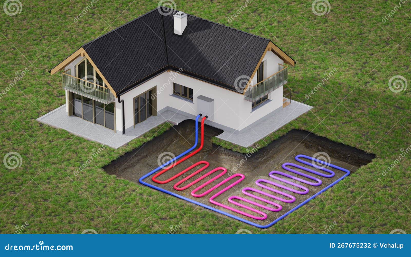Horizontal Ground Source Heat Pump System for Heating Home with ...