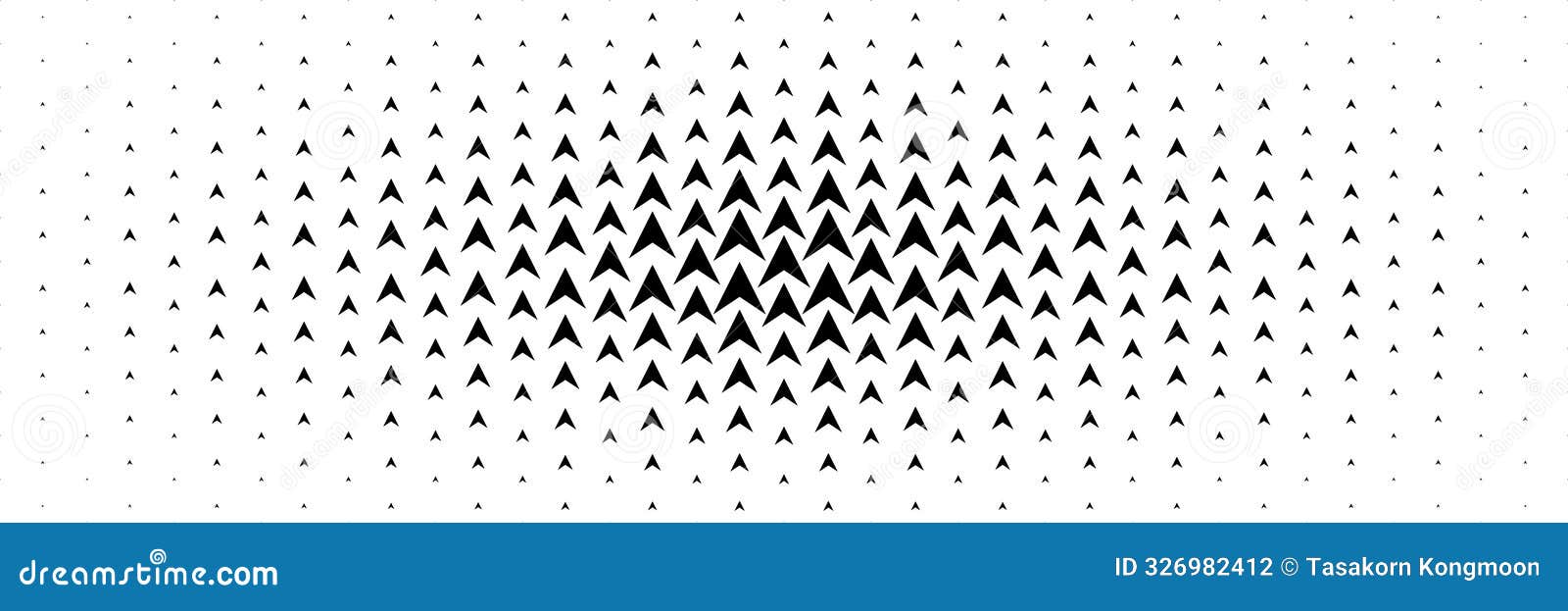 Horizontal Halftone of Black Arrow Spreading from Center for Pattern ...