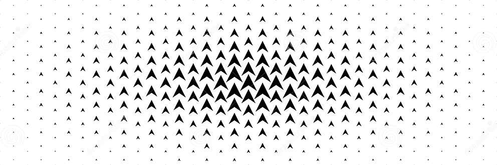 Horizontal Halftone of Black Arrow Spreading from Center for Pattern ...