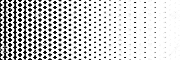 Horizontal Halftone of Black Curved Plus and Cross Design for Pattern ...