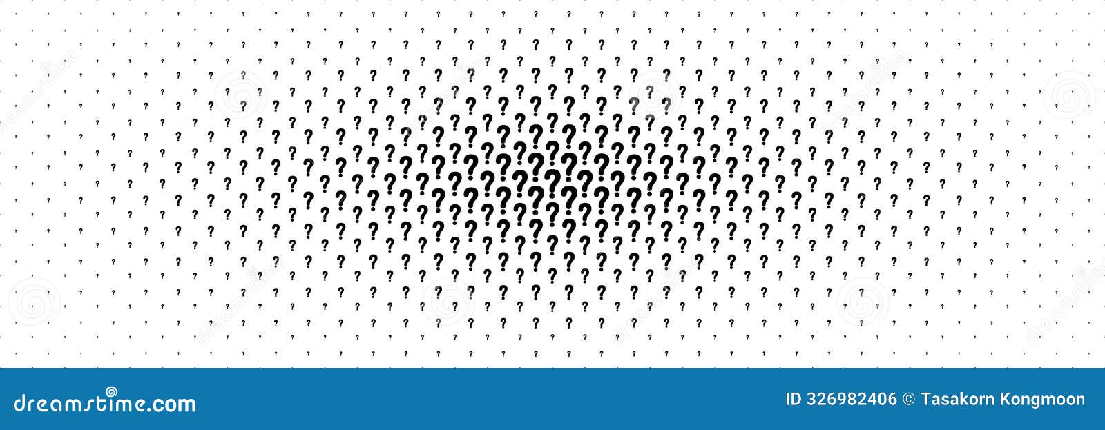 Horizontal Halftone Of Black Question Mark Spreading From Center For ...