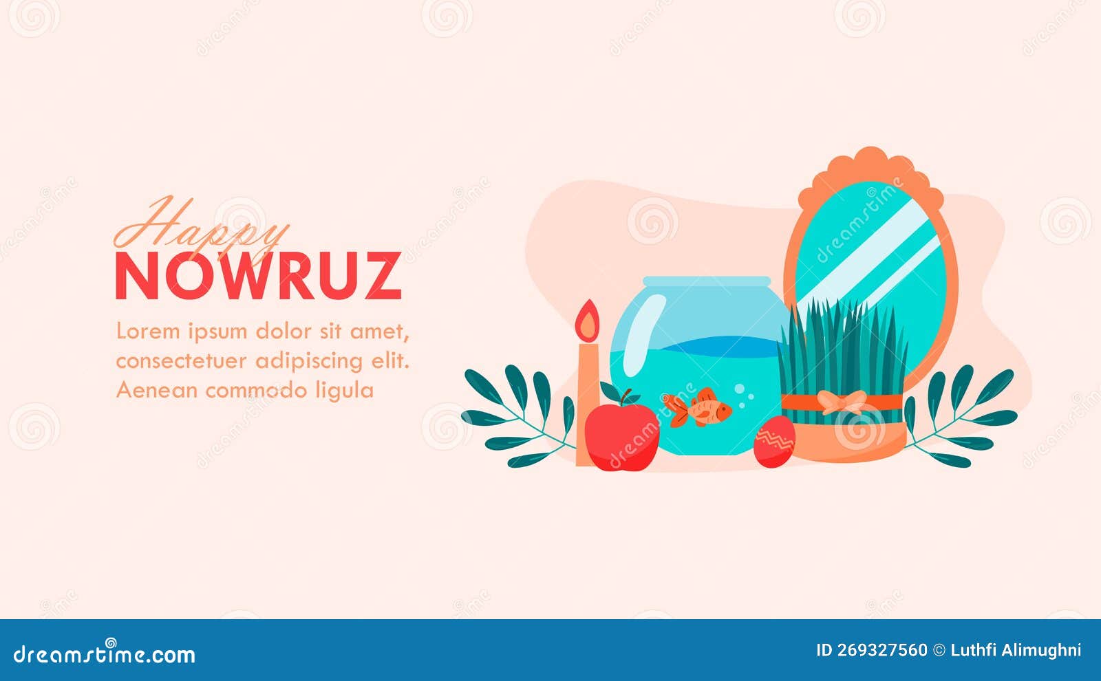 Horizontal Happy Nowruz Banner Template Stock Illustration ...
