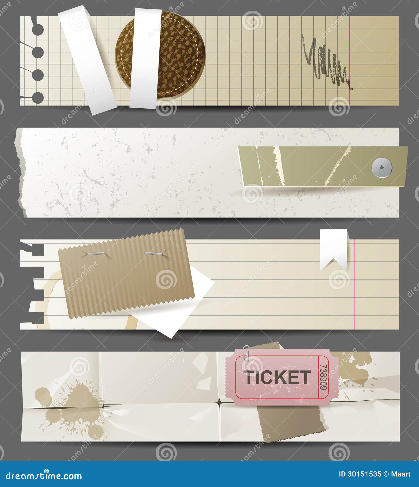 Paper banners stock vector. Illustration of icons, design - 30151535