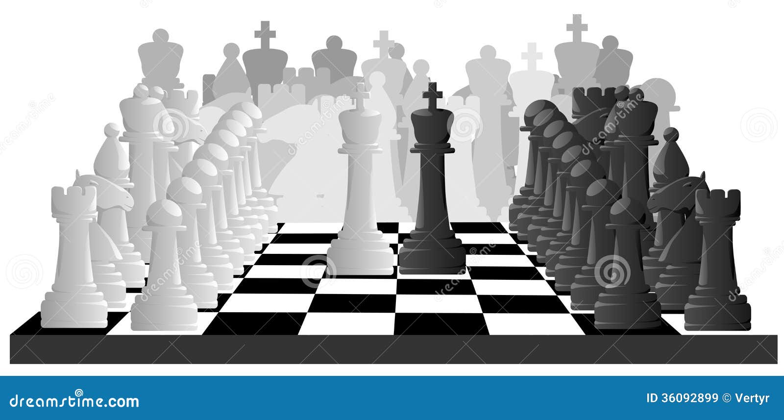 Horizontal Illustration of Chess Game. Stock Vector - Illustration of ...