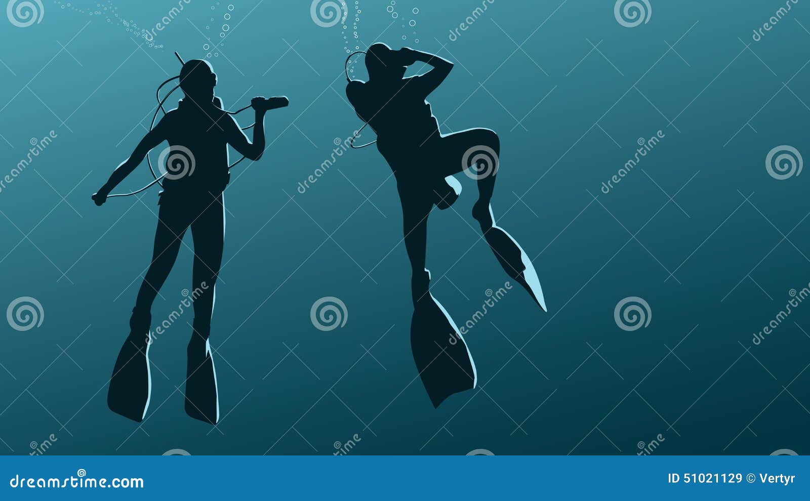 Horizontal Illustration of Divers Under Water. Stock Vector ...