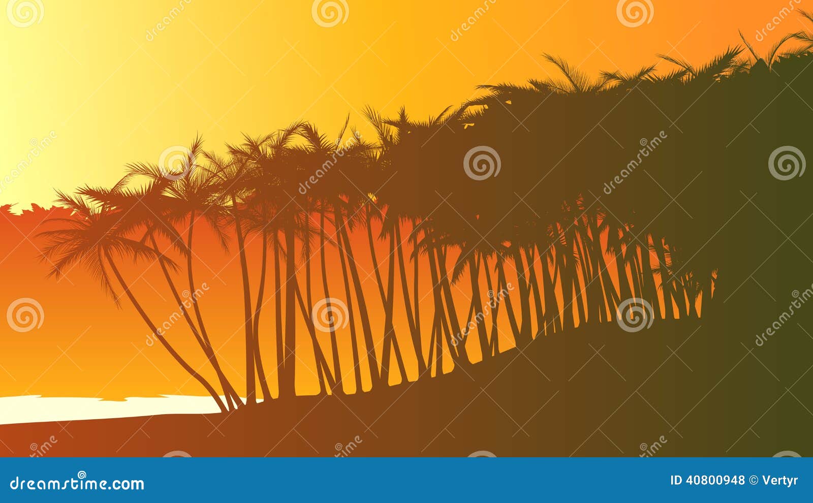 Horizontal Illustration Palm Trees on Beach. Stock Vector ...