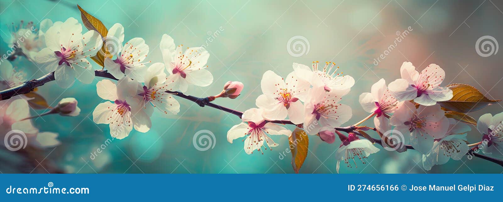 Horizontal Image with Cherry Blossom, Spring Flowers, Sakura ...