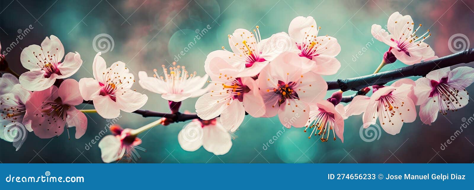 Horizontal Image with Cherry Blossom, Spring Flowers, Sakura ...
