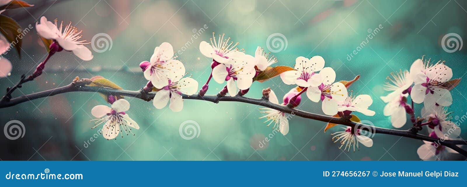 Horizontal Image with Cherry Blossom, Spring Flowers, Sakura ...