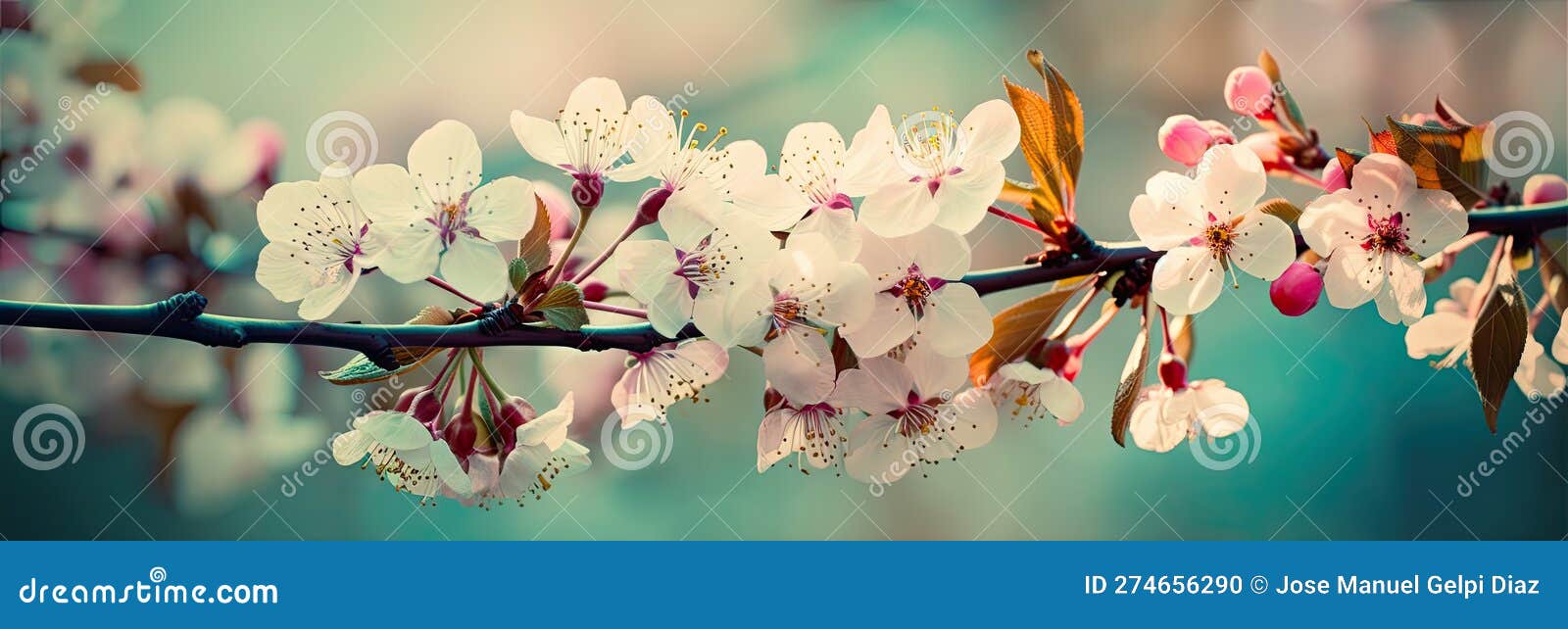 Horizontal Image with Cherry Blossom, Spring Flowers, Sakura ...