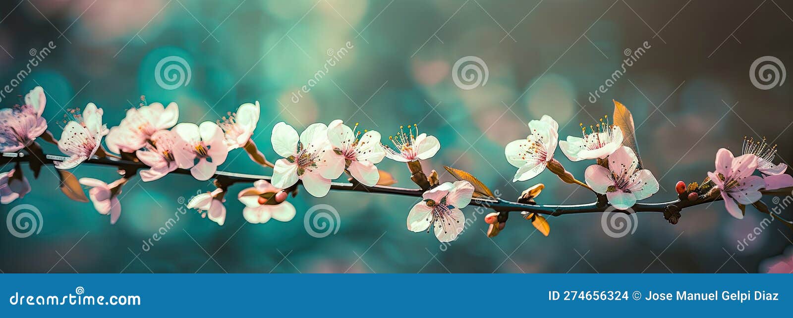 Horizontal Image with Cherry Blossom, Spring Flowers, Sakura ...