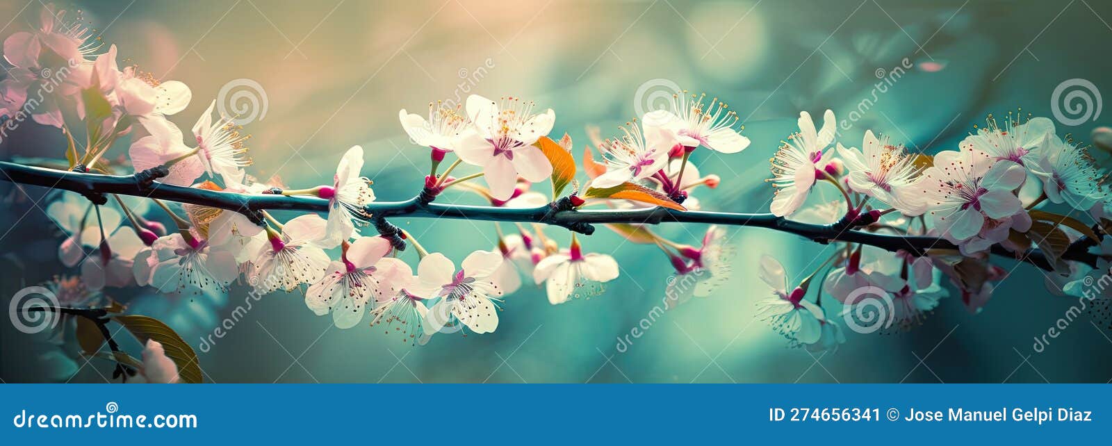 Horizontal Image with Cherry Blossom, Spring Flowers, Sakura ...