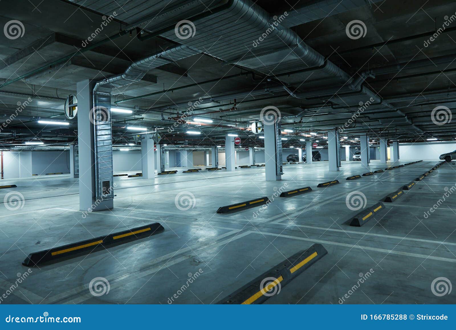 Horizontal Image of Empty Underground Parking Lot Stock Photo - Image ...