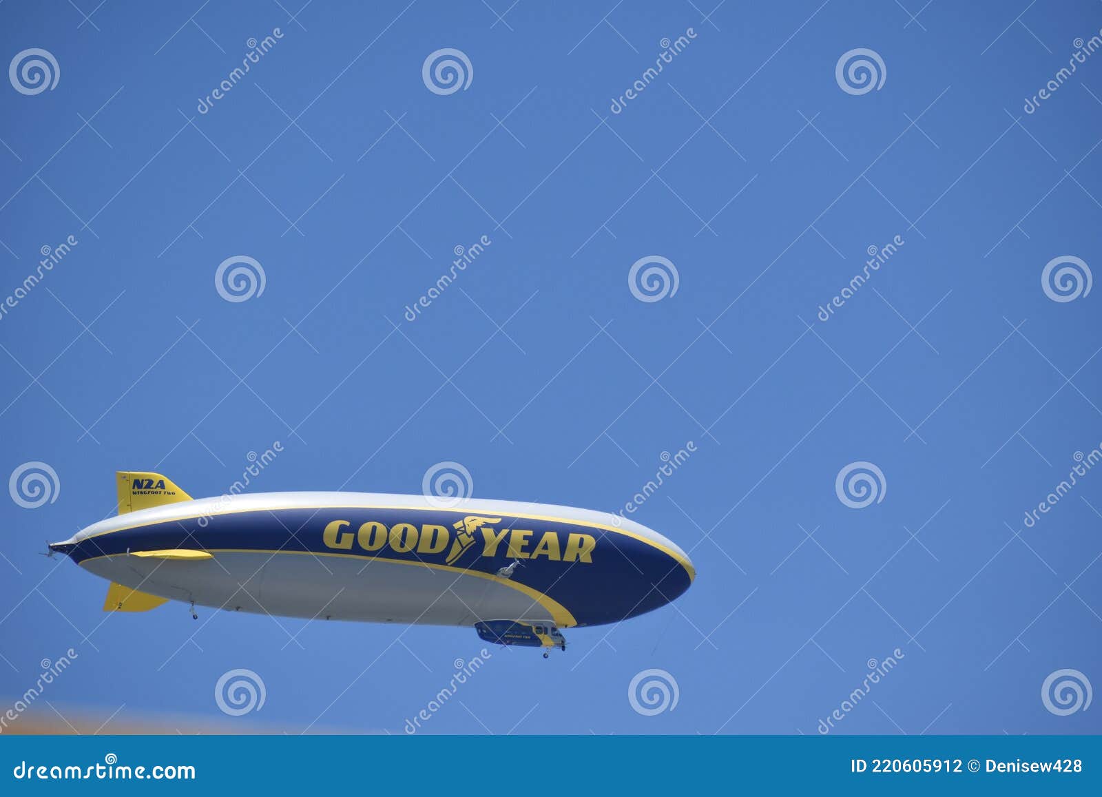Horizontal Image of the Goodyear Blimp Against a Clear Blue Sky ...