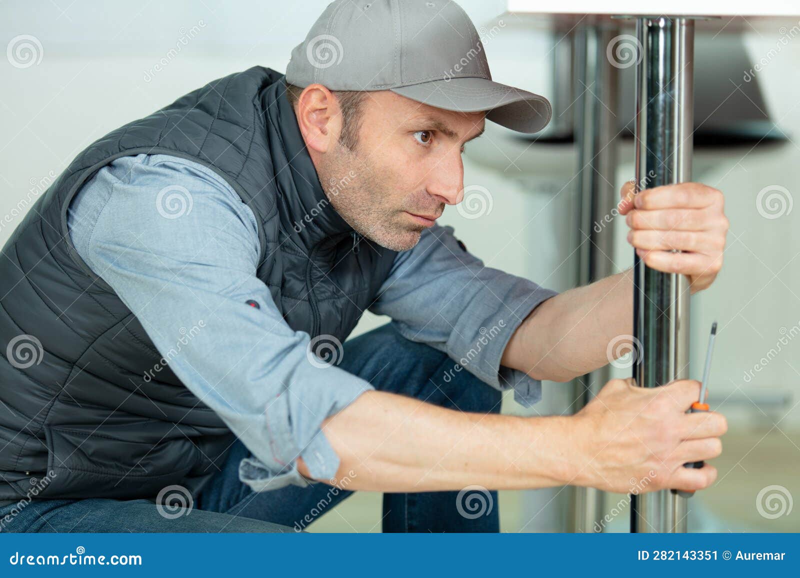 Horizontal Image Man Fixing Table Stock Image - Image of construction ...