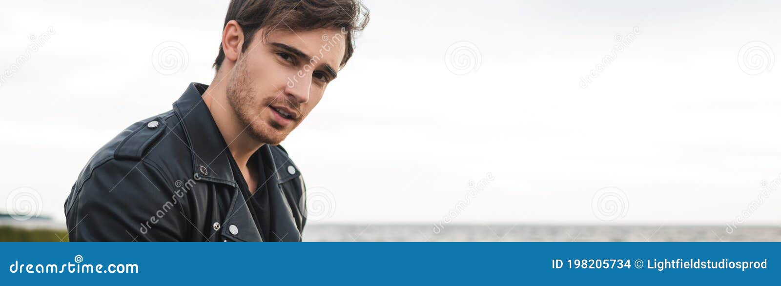 Horizontal Image of Man in Jacket Stock Photo - Image of leather ...