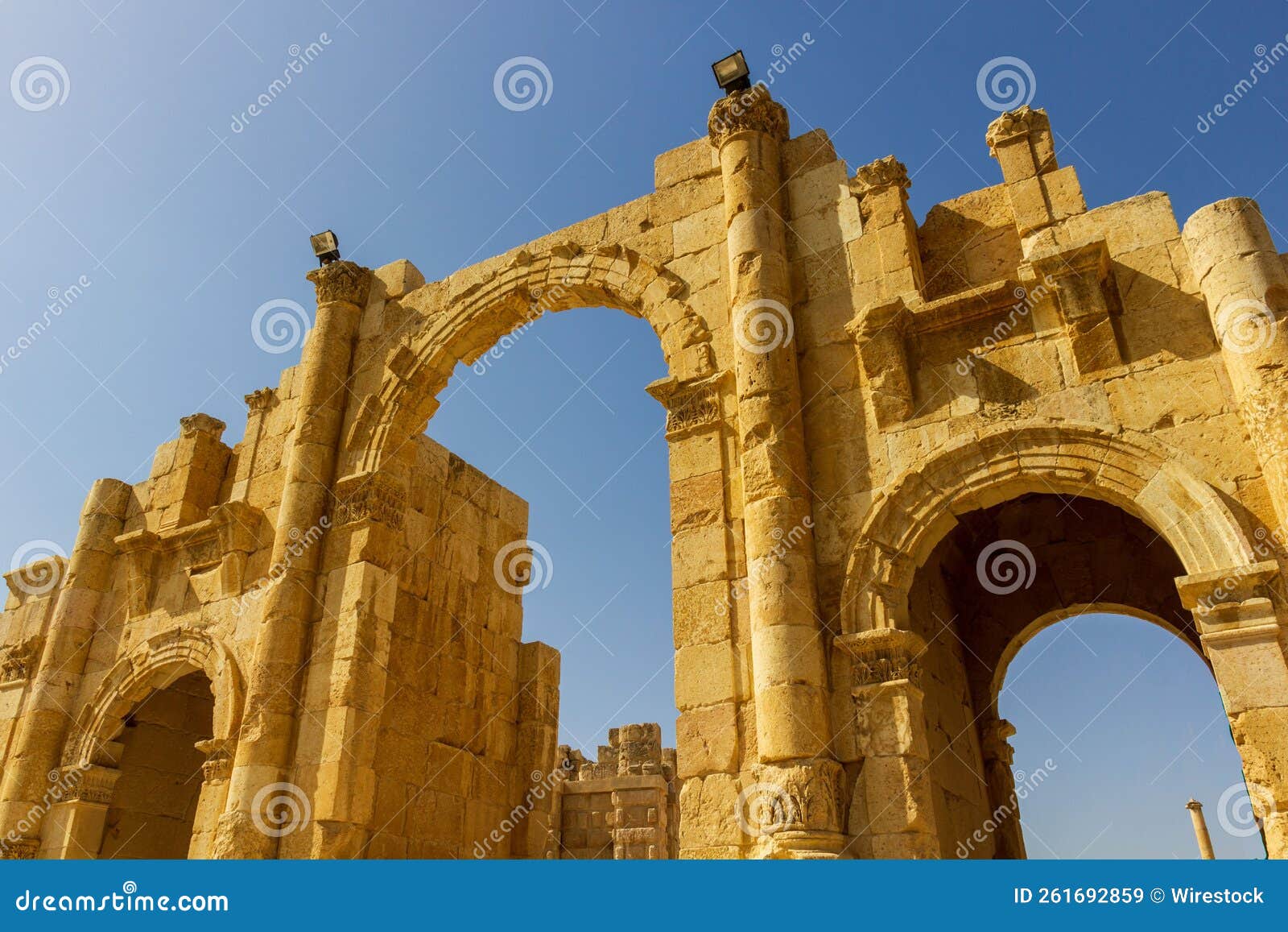 Horizontal Image of the Three-arch Gate in Jerash, Northern Jordan in ...