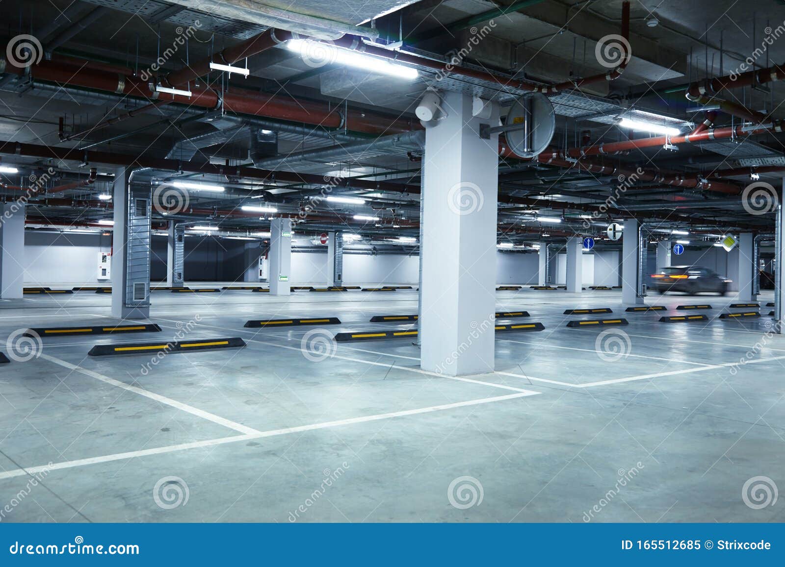 Horizontal Image of Underground Parking Lot Stock Image - Image of ...