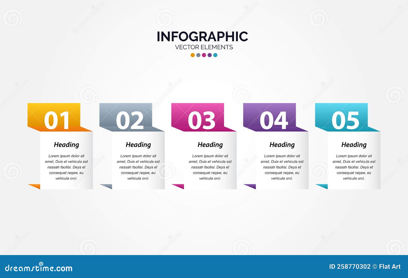 Horizontal Infographic Design Template with 5 Options or Steps Stock ...