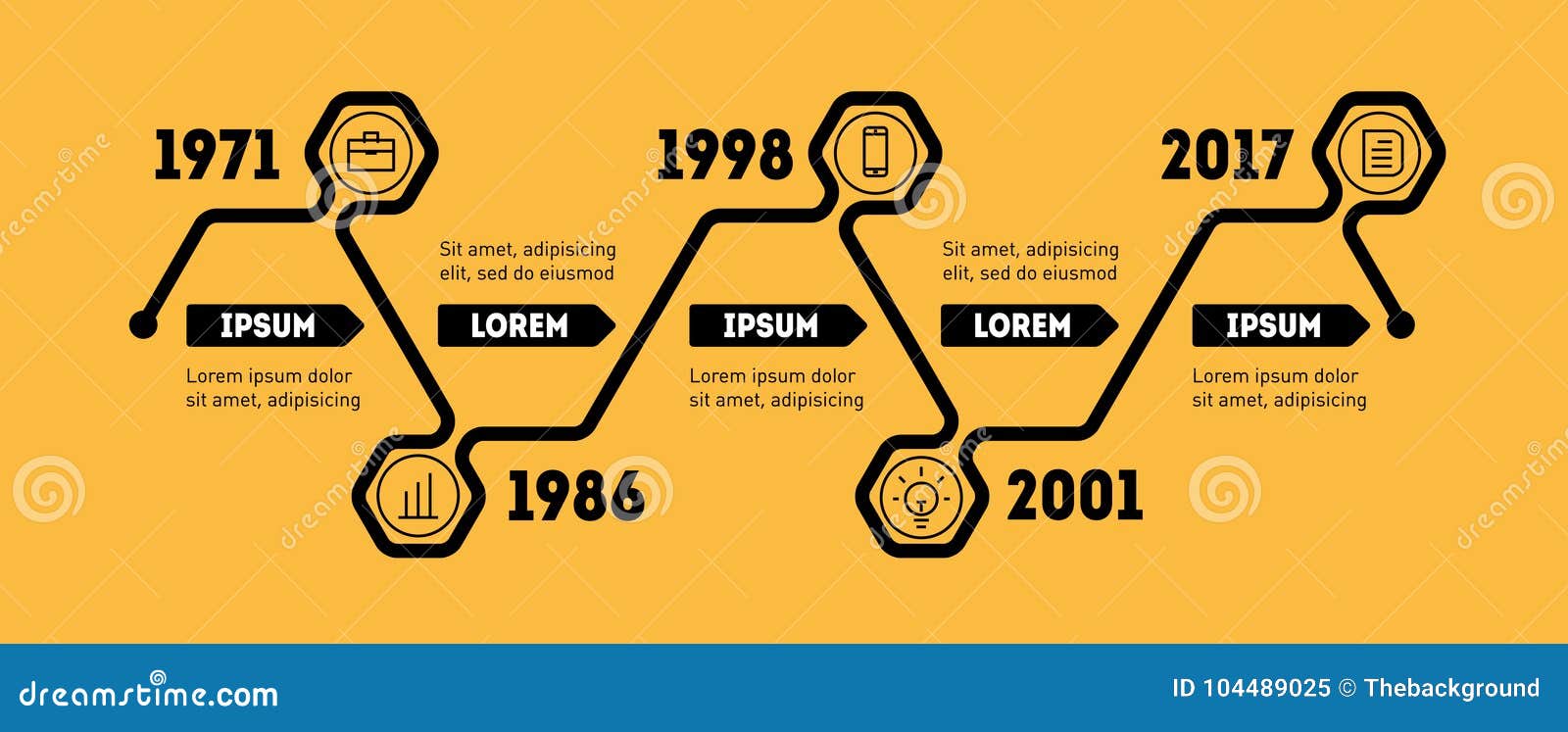 Horizontal Infographic Timeline, Vector Web Template For Business ...