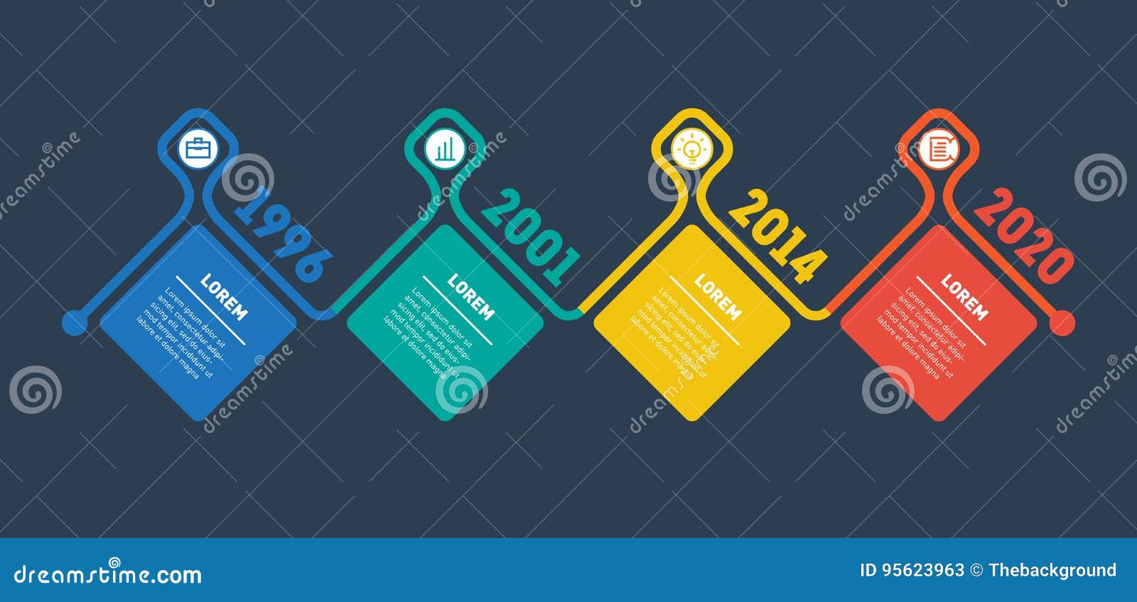 Horizontal Infographic Timeline, Vector Web Template For Business ...