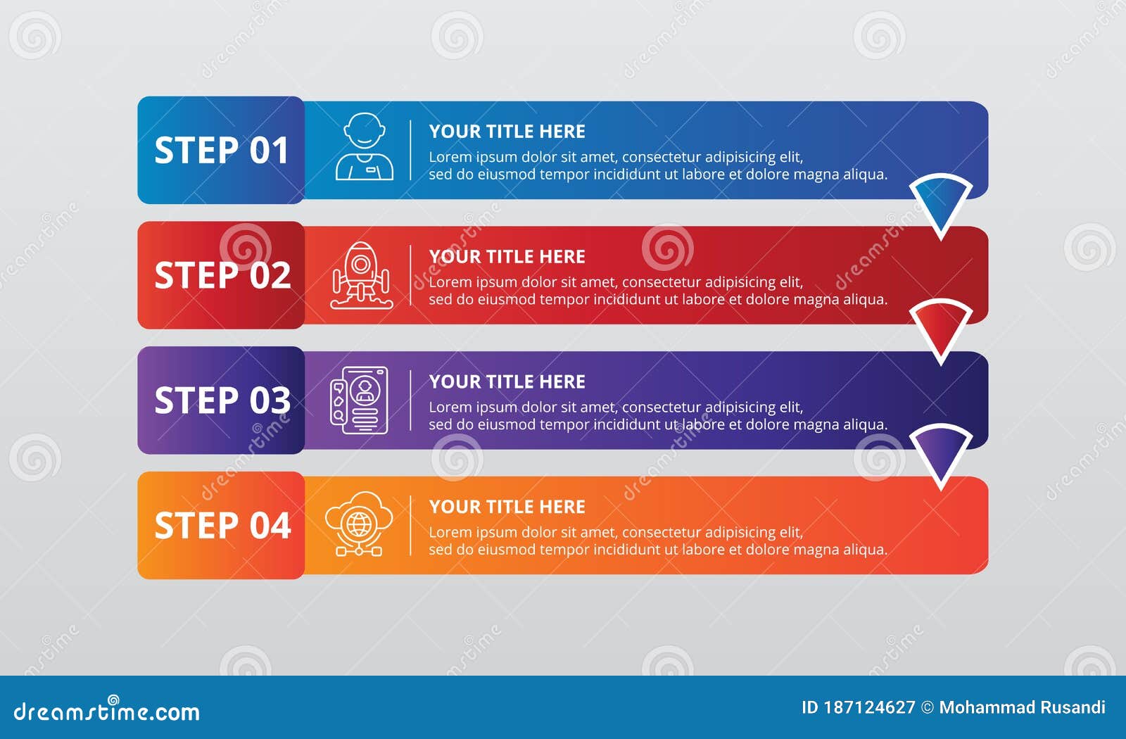 Horizontal Infographics Template with Four Steps. Vector Eps10 Stock ...
