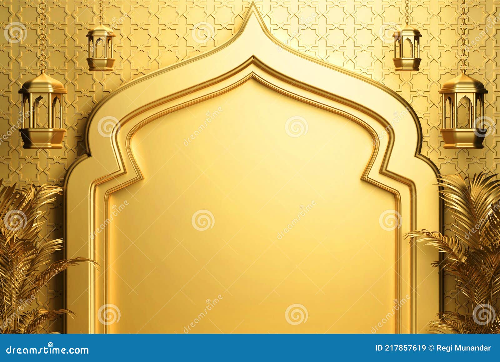 Horizontal Islamic Greeting Banner Card with Center Composition Insert ...