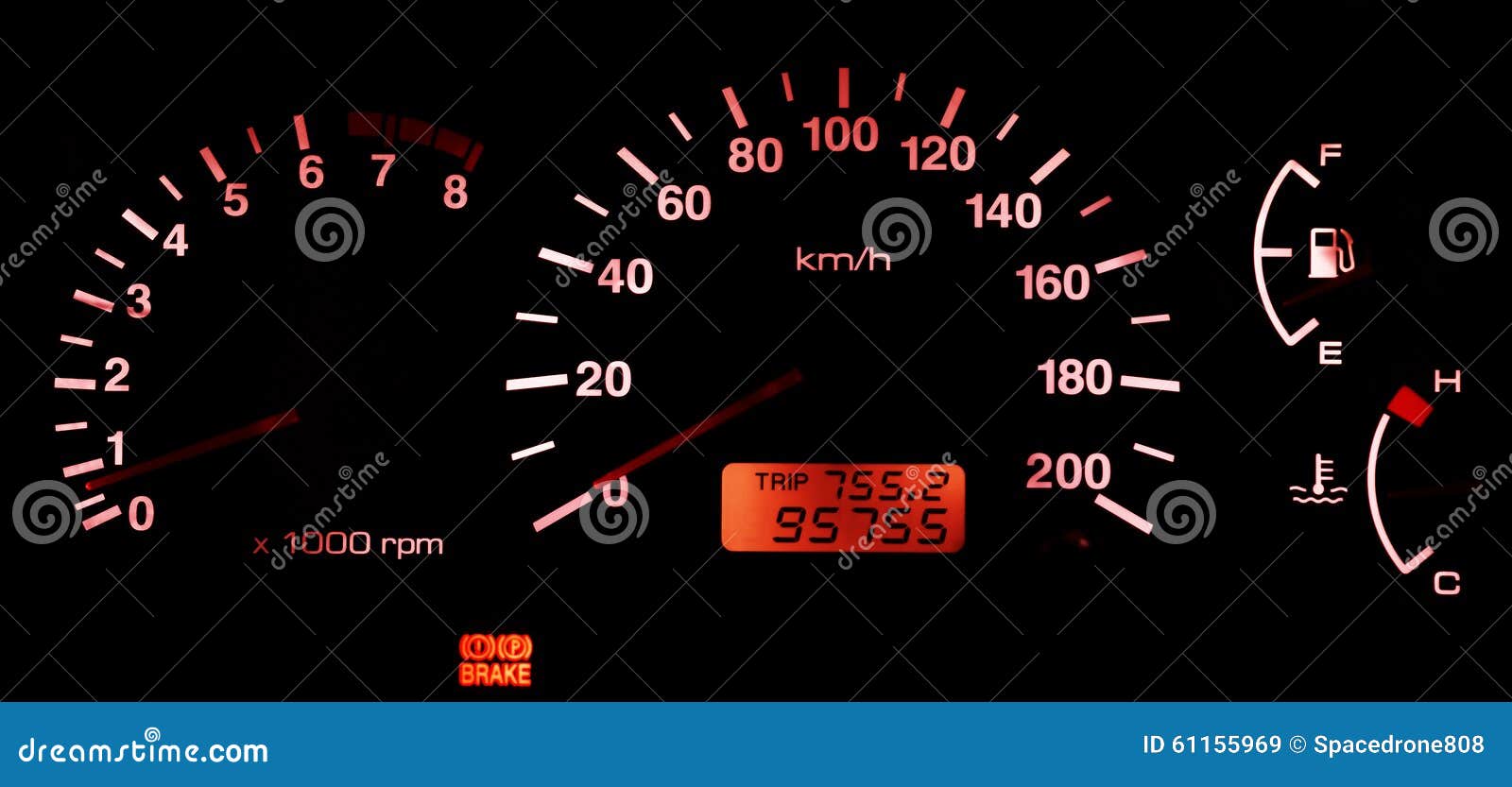 Horizontal Isolated Red Car Speedometer No Fuel Panel Stock Image ...