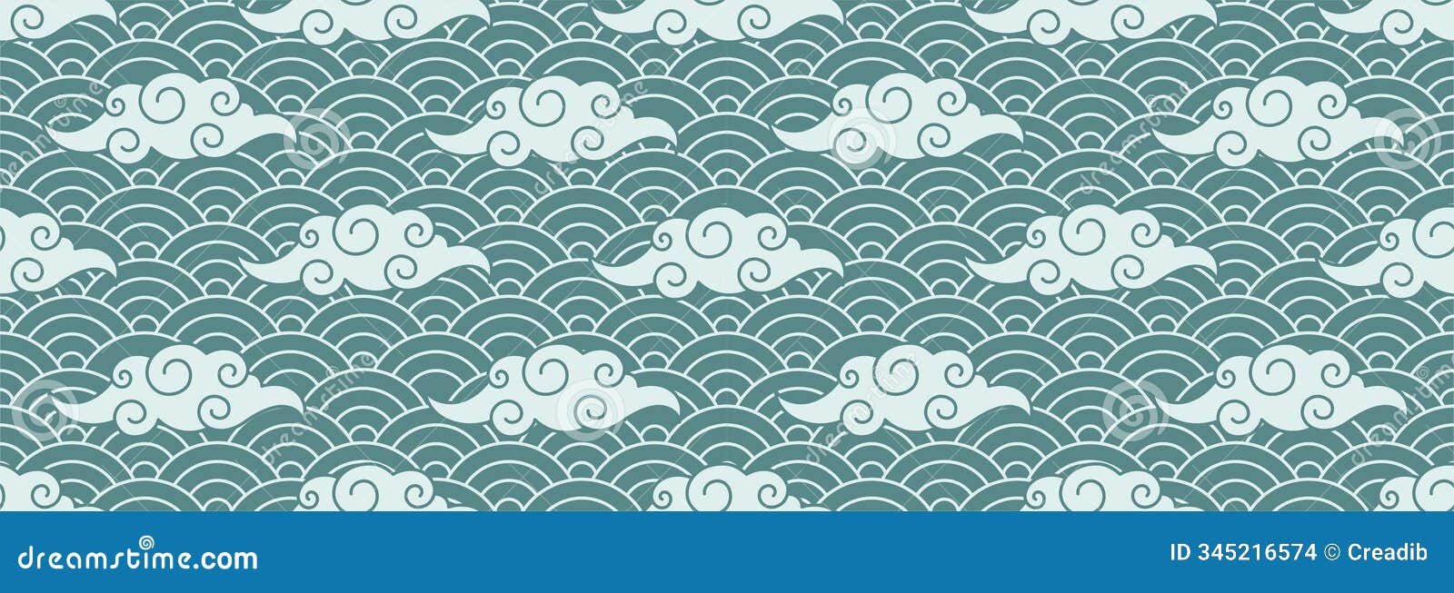 Horizontal Japanese Seamless Vector Vintage Wave Pattern Background ...